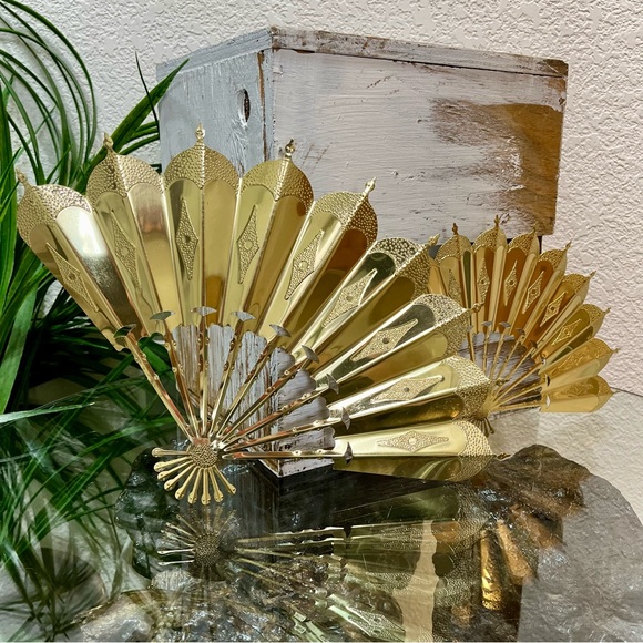 Accents | Set Of Two Brass Wall Decor Fans | Poshmark
